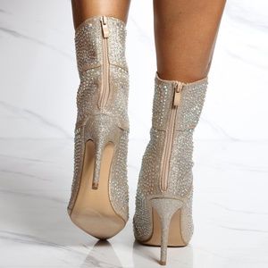 Shoes | New Bling Gold Glitter Rhinestone Embellished Ankle Booties ...